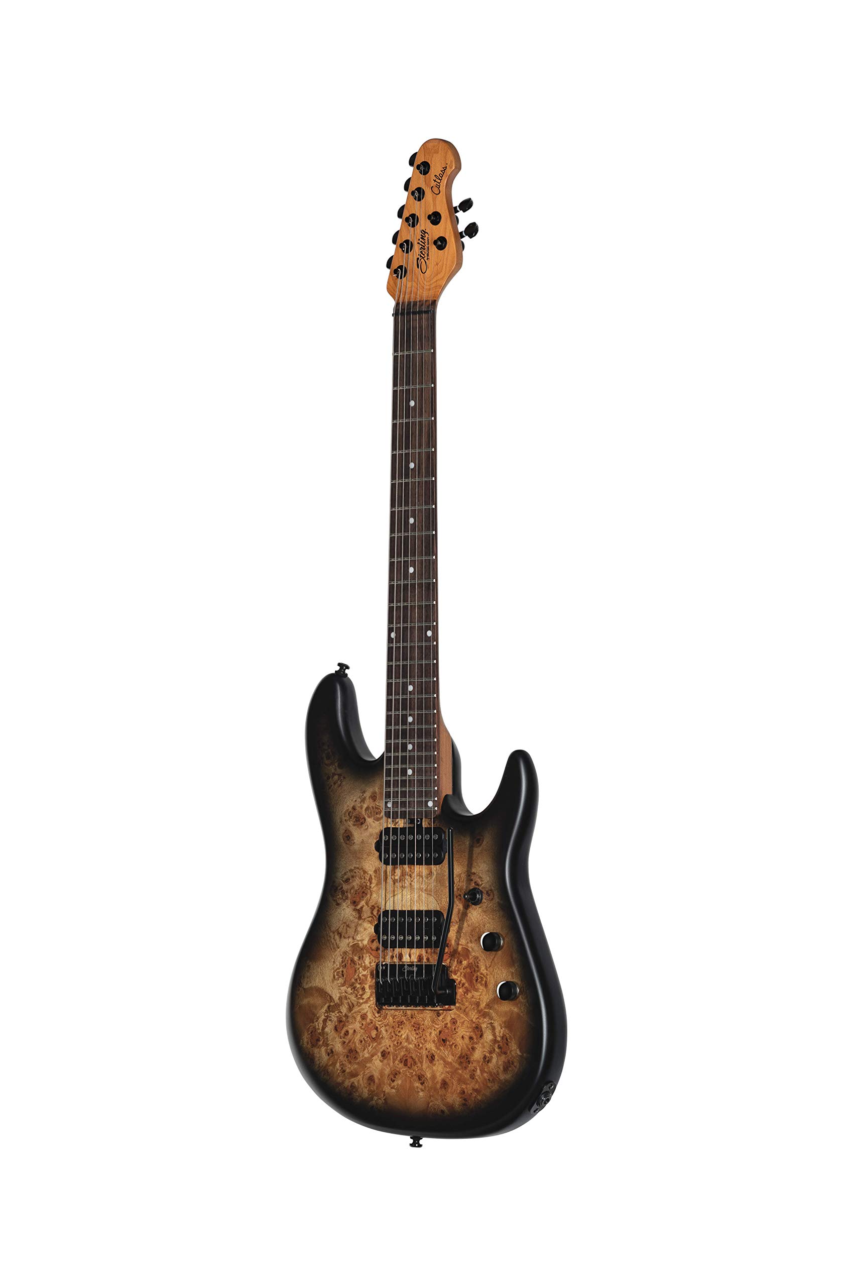 Sterling by Music Man 7 String Solid-Body Electric Guitar, Right, Natural Poplar Burst (RICHARDSON7-NPB)