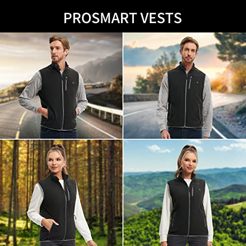 PROSmart Heated Vest Polar Fleece Lightweight Waistcoat with USB Battery Pack(Unisex,Black) (Gray, L) (Black, XL)