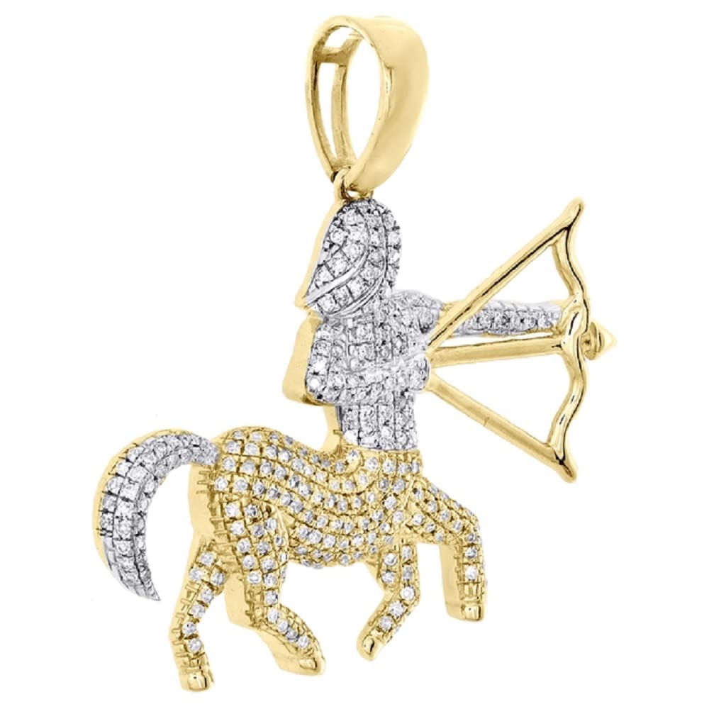 Tusakha 1.50Ct Round Cut White Diamond 14K Two-Tone Gold Over Sterling Silver Sagittarius Horoscope 1.35" Pendant