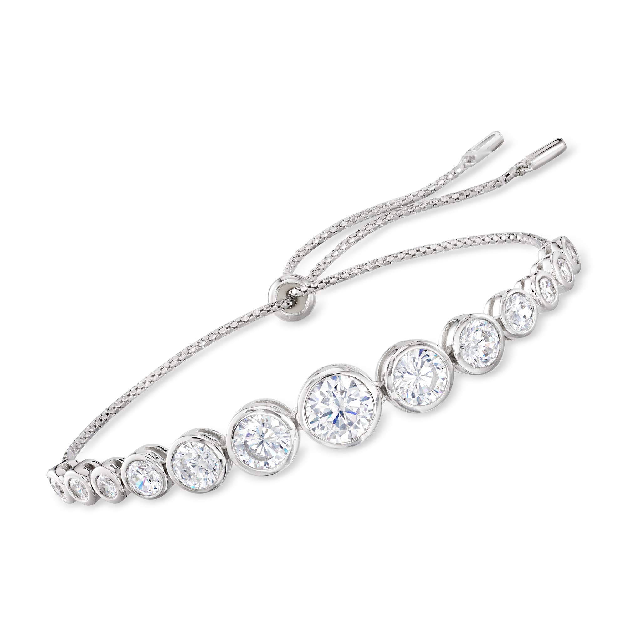 Ross-Simons 4.80 ct. t.w. CZ Graduated Bolo Bracelet in Sterling Silver