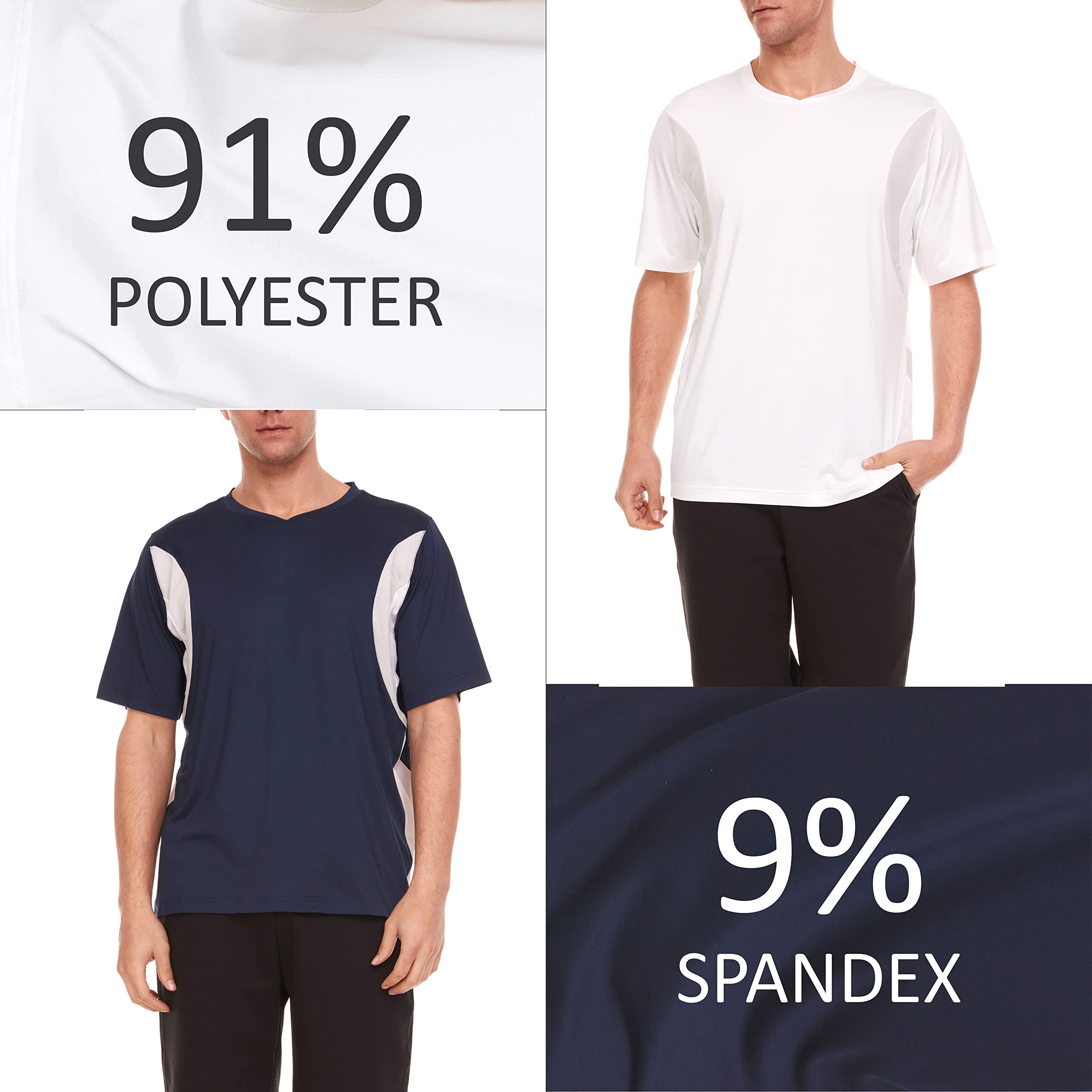 Workout Shirts for Men, Moisture Wicking Quick Dry Active Athletic Men's Gym Performance Loose fit T Shirts Dark Navy/Black
