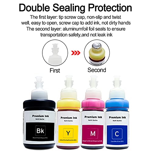 Printers Jack Refill Ink Bottle for Epson T774 T664 Compatible EcoTank Ink Bottle for Epson Expression ET-2650 ET-2550 ET-2600 ET-2500 ET-3600 Workforce ET-4500 ET-4550 ET-16500[Upgraded]