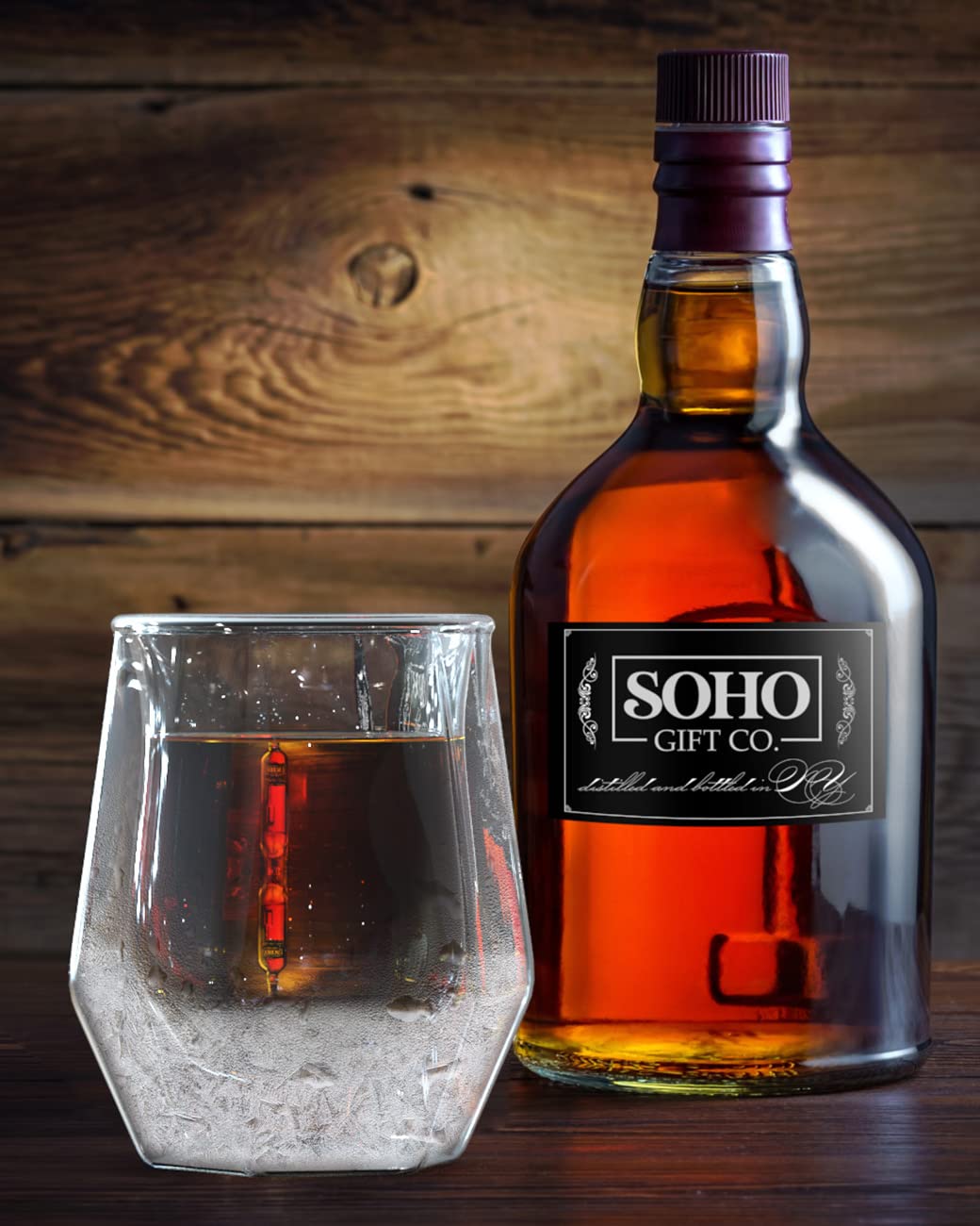 Unique Whiskey Gift for Men, Freezer Chiller Glass (Double Wall) Freezable 7oz Scotch n' Bourbon Ice Cup, Gift for Christmas/Birthday (Gift Boxed)