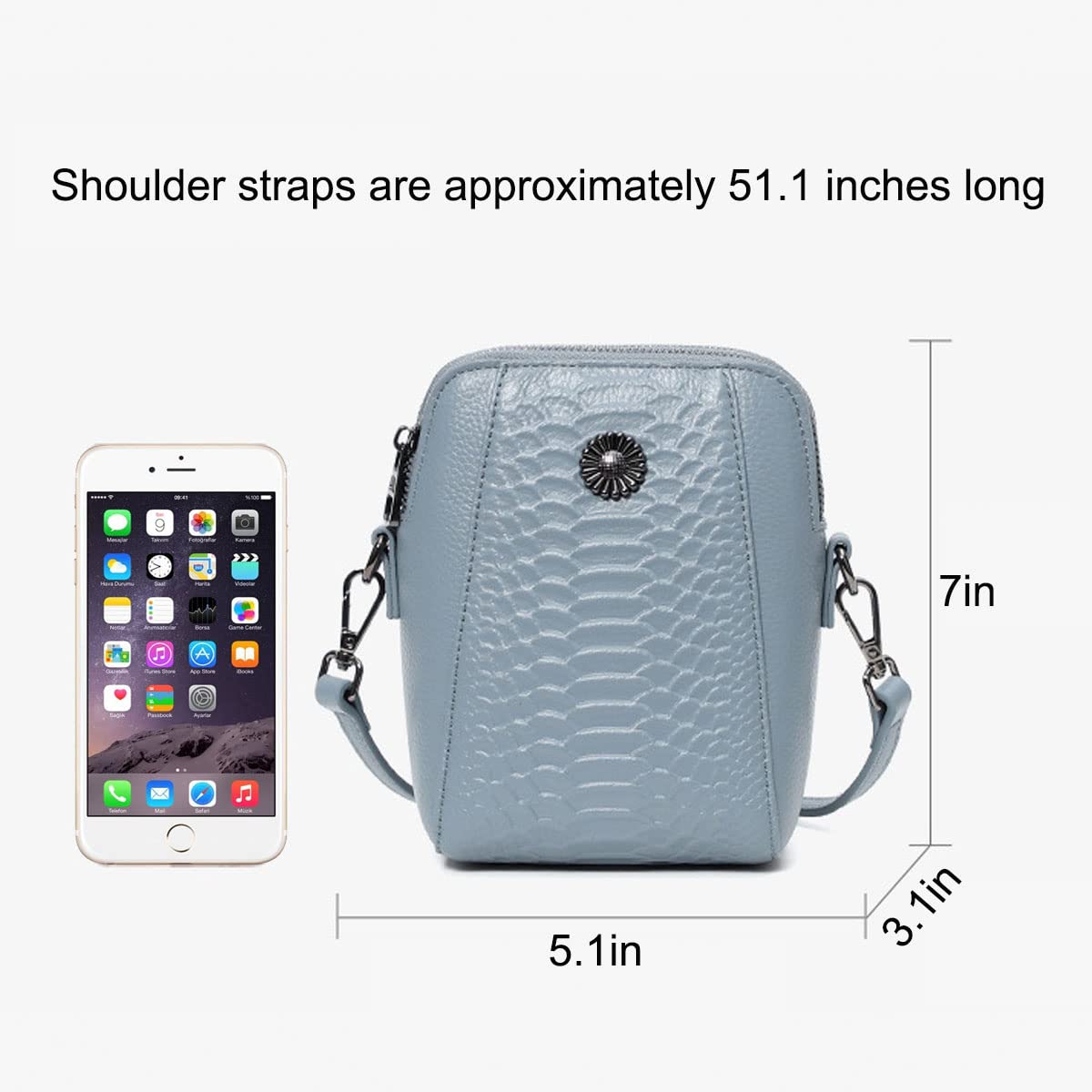 YOUNXSL Cell Phone Purse,Cowhide Small Crossbody Bags for Women,Lightweight Crocodile Pattern Shoulder Bag for Ladies