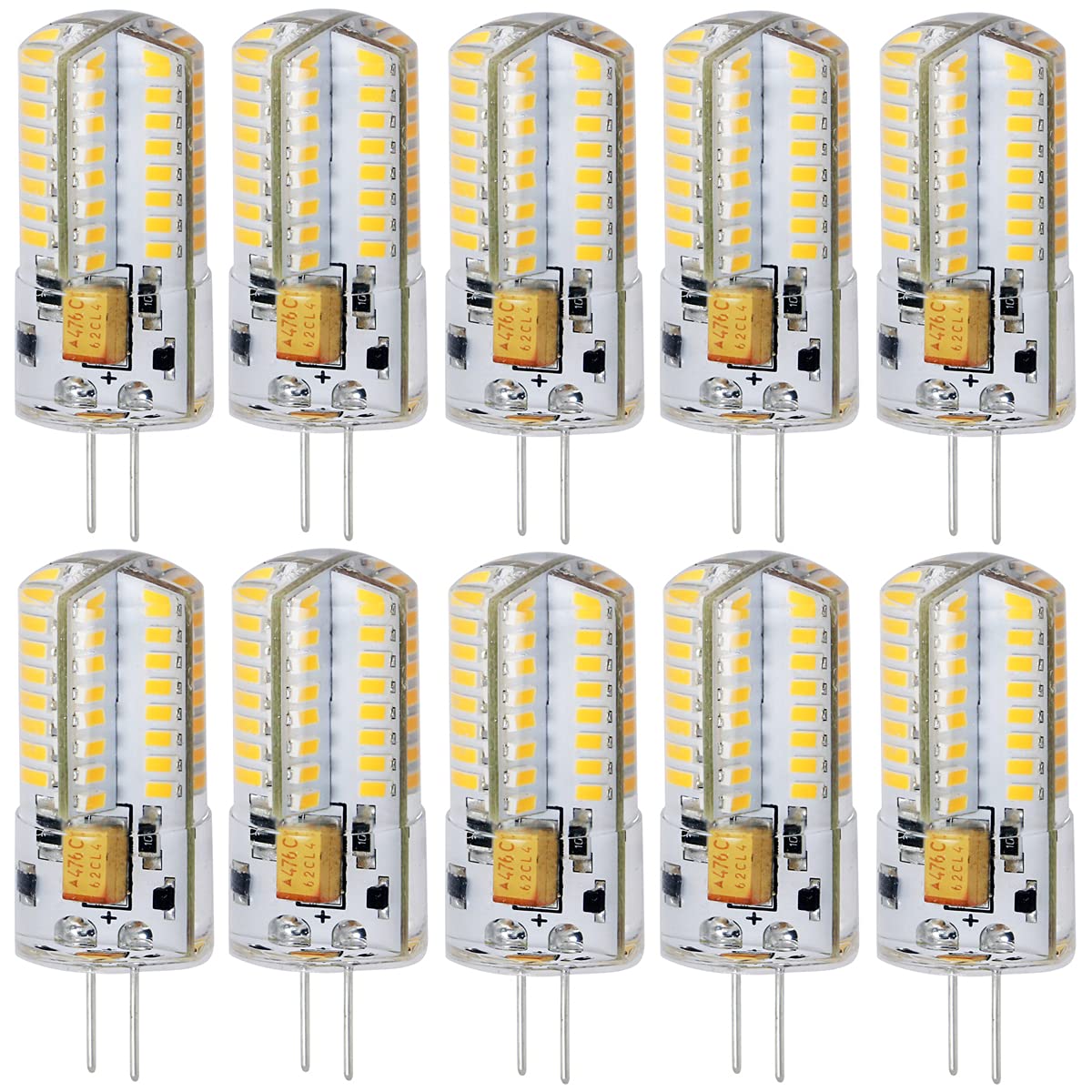 SSLC G4 LED Bulbs, AC/DC 12V 4W JC G4 Bi Pin Bulb, 40W Halogen Bulb Replacement,10 Pack