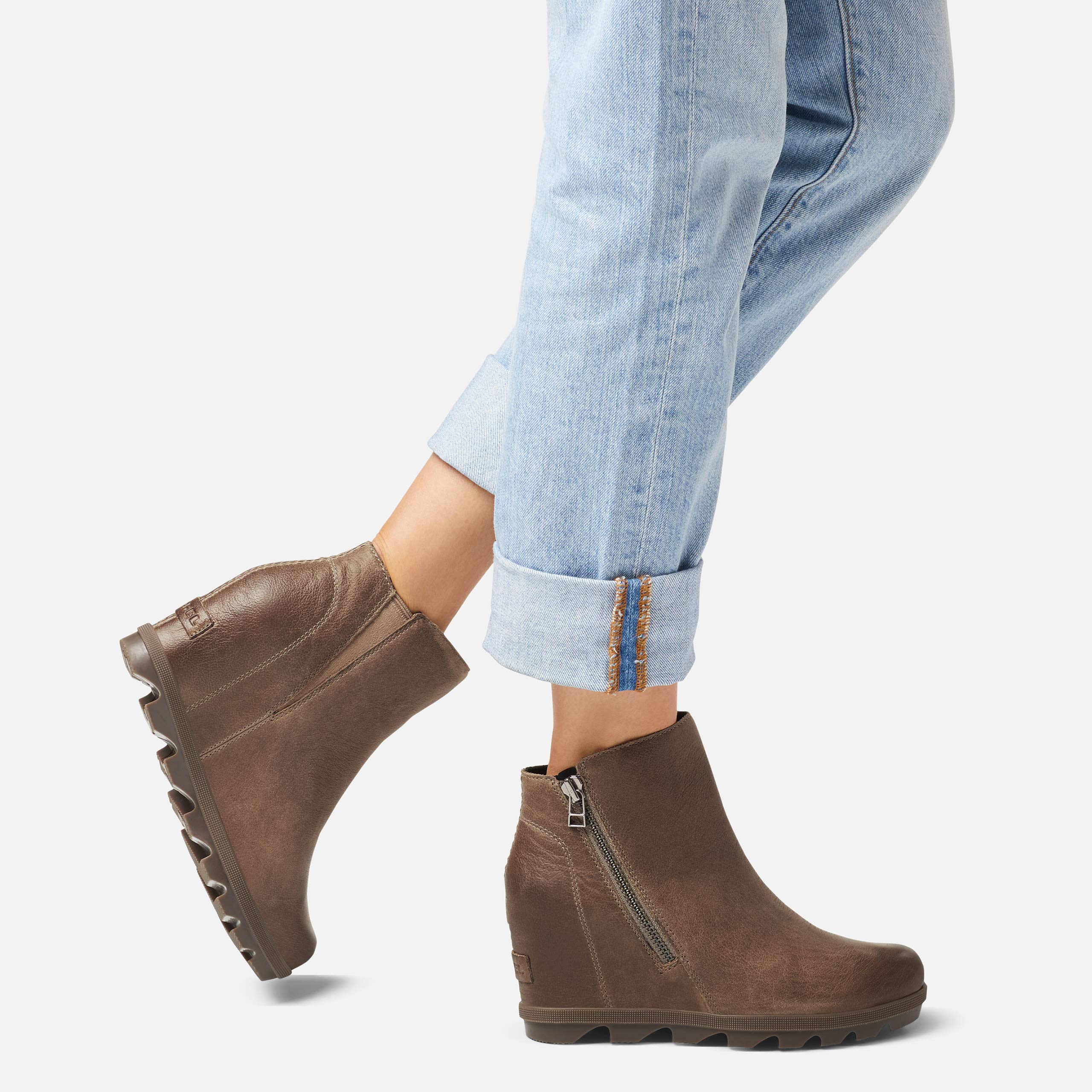 Sorel Womens Joan of Arctic Wedge II Zip Winter Waterproof Ankle Boots - Ash Brown - 10.5