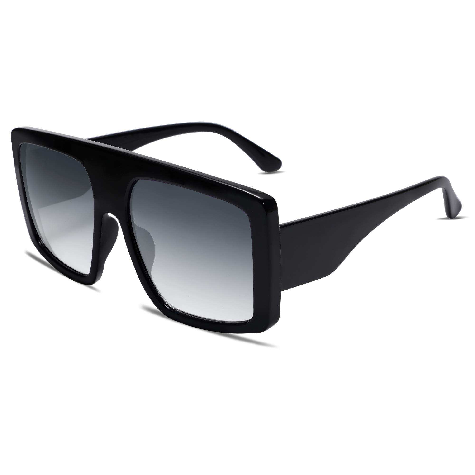 VANLINKER Oversized Square Sunglasses Fashion Flat Top baddie Shades White Frame VL9579