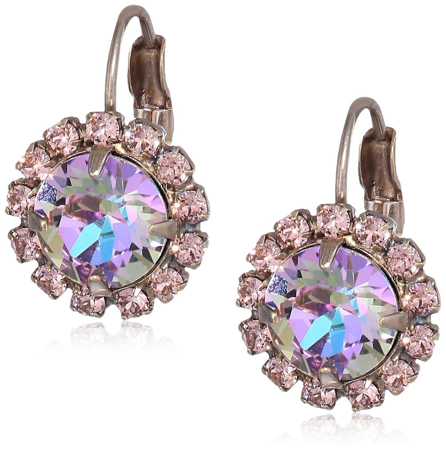 Sorrelli Haute Halo French Wire Drop Earrings, Antique Silver-Tone Finish, Lilac Pastel