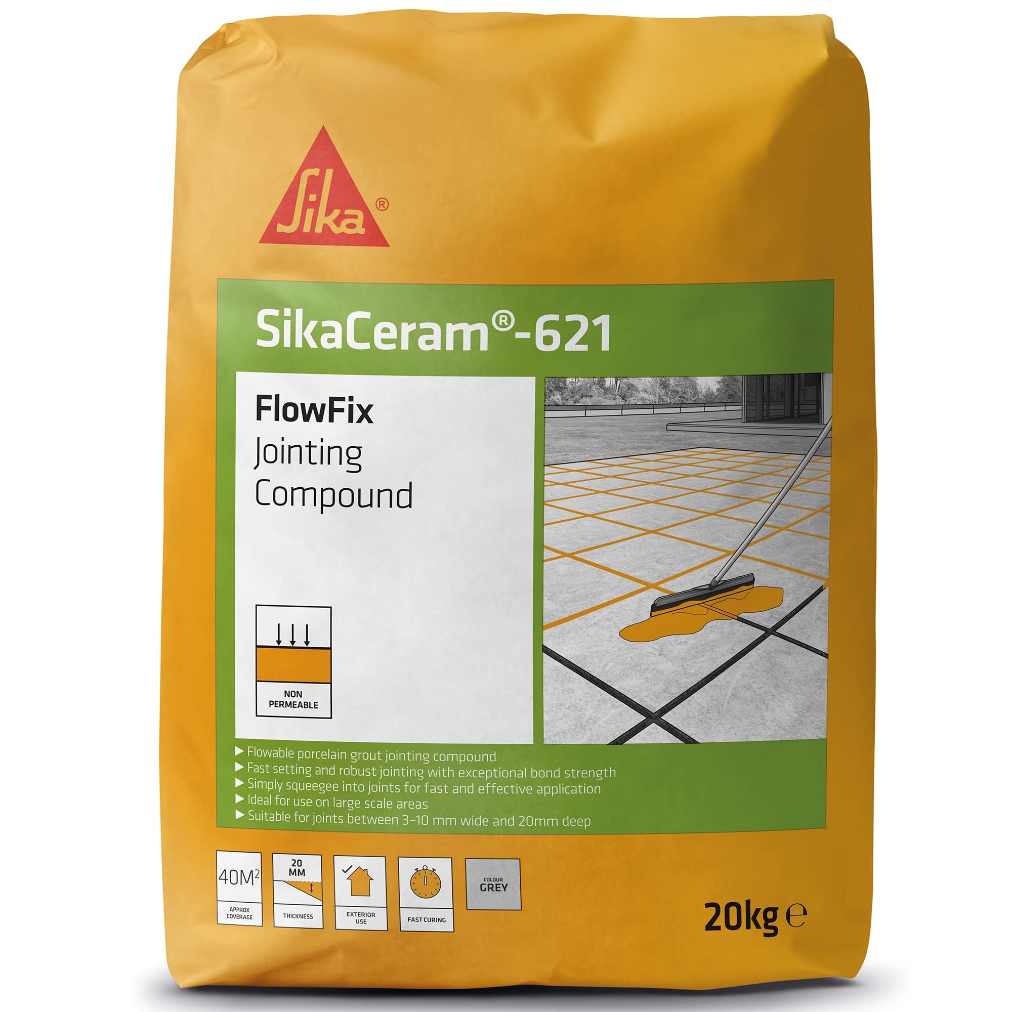 Sika 621 SikaCeram FlowFix Jointing Compound for Porcelain Paving, Light Grey