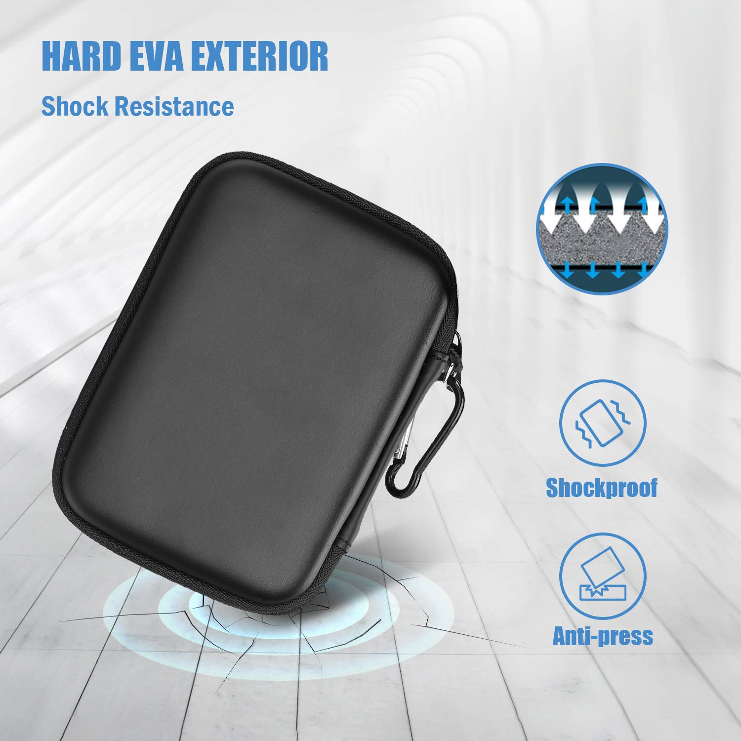 ProCase Hard Drive Case for Canvio Basics Western Digital WD Elements My Passport Seagate Portable Backup Plus Slim 1TB 2TB 3TB 4TB USB 3.0, 2.5β, Samsung T9 Portable External Hard Drive Case -Black