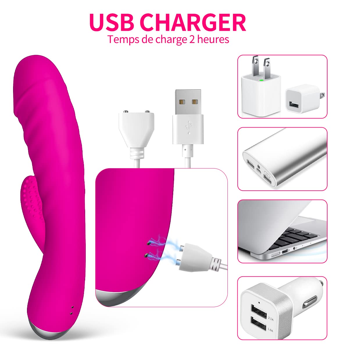 Rabbit Vibrator Dildo for Women Vaginal Health,G Spot Vaginal with 10 Vibration Realistic Anal Vibrating Clitoral Clit G Stimulation 2+1 Modes, C1,01USB Fast Charge