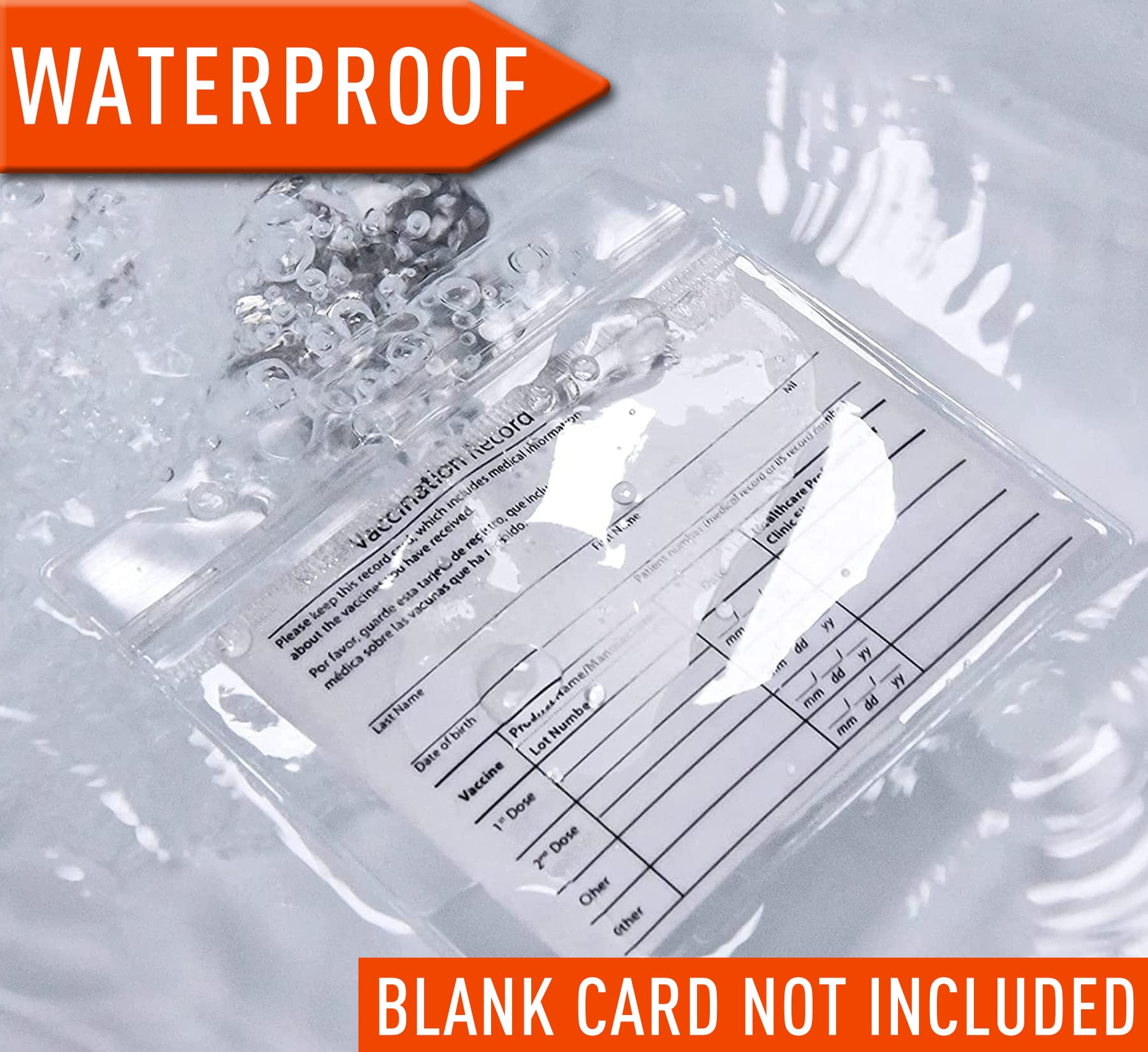 SUIXINFARO Waterproof Vaccination Card Protector, 10 Pack Plastic ID Holder for Card, Clear Sleeves with Hole Slots Lanyards, Vax Document Holders Resealable Zip, PVC - 4.25''x3'', Transparent
