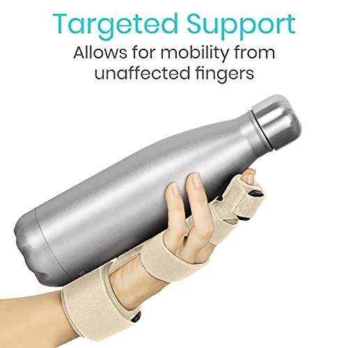 Vive Trigger Finger Splint - Full Hand and Wrist Brace Support - Adjustable Locking Straightener - Straightening Immobilizer Treatment For Sprains, Mallet Injury, Arthritis, Tendonitis (Beige)