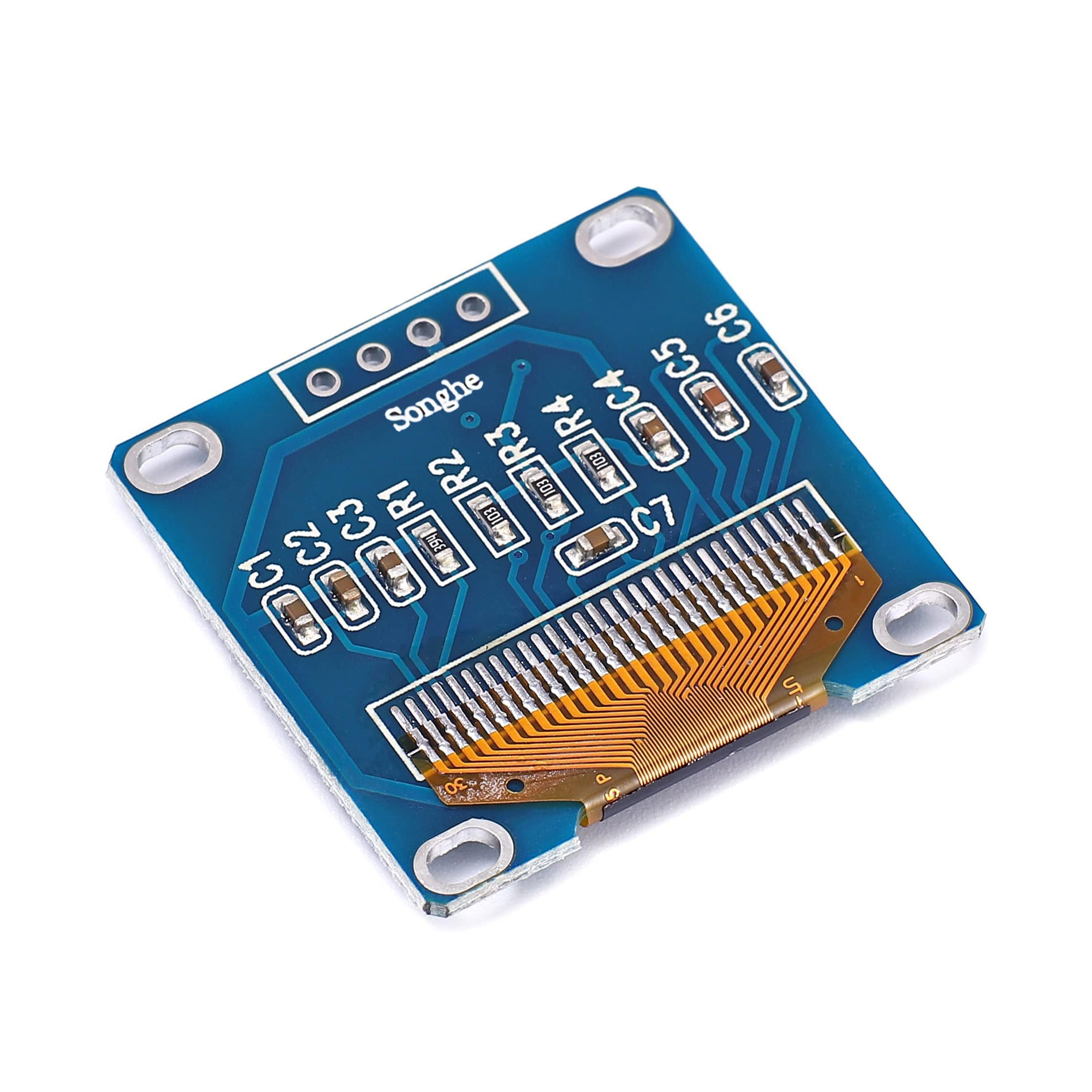 Songhe 0.96 inch 12864 128X64 OLED LCD Display Board Module I2C IIC SSD1306 Driver 4 Pins for Arduino Raspberry Pi (Pack of 5pcs, White Light)