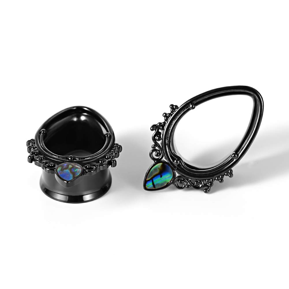 TBOSEN 2PCS Sea-Shell Stainless Steel Ear Plugs Tunnels Gauges Stretcher Piercing Jewelry 0g-1" in 8mm-25mm