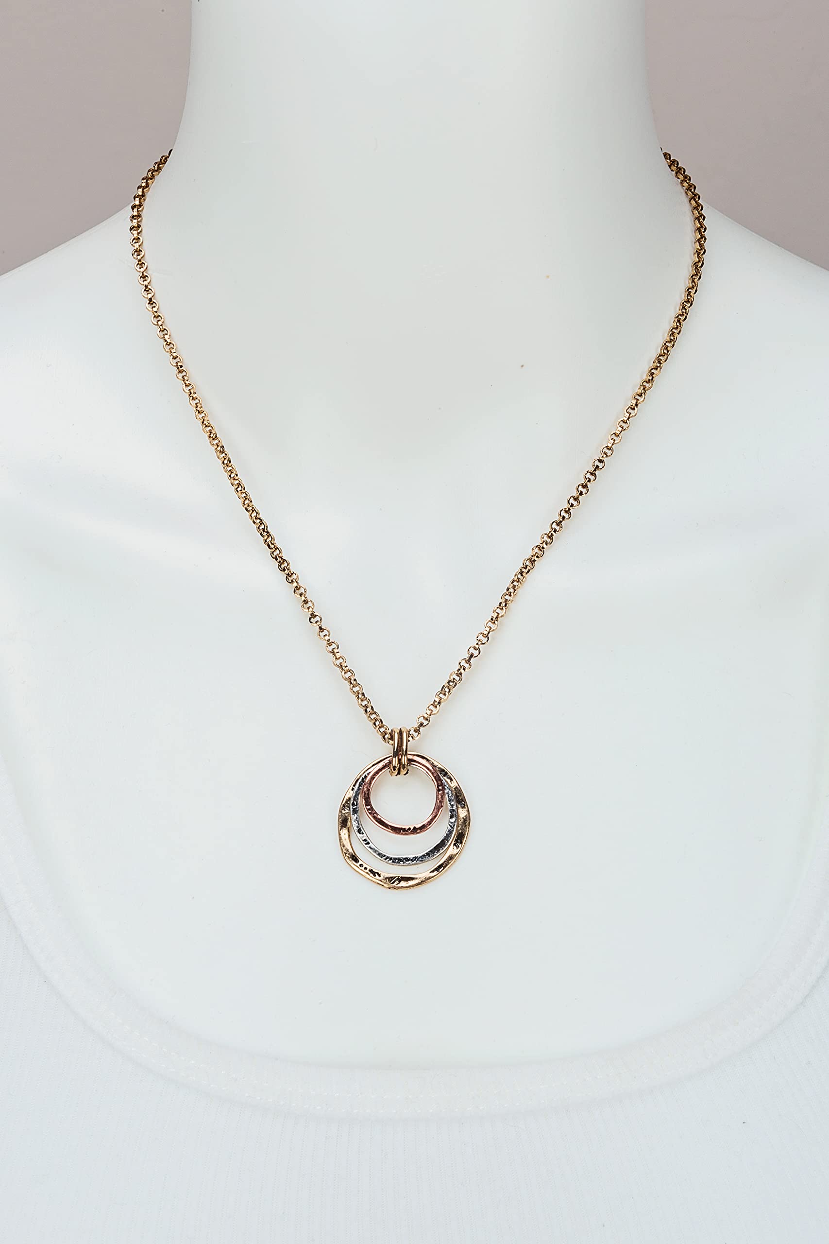 SPUNKYsoul 3 Circle Handmade Necklace for Women (3-Toned with Gold Chain)