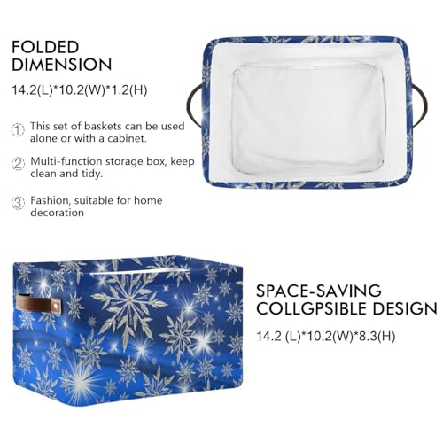 Snowflakes Christmas Storage Basket Bins Foldable Laundry Hamper Toy Storage Bins Box Organizer for Home Boys Girls Office Closet Shelf Nursery Baskets,1 pcs