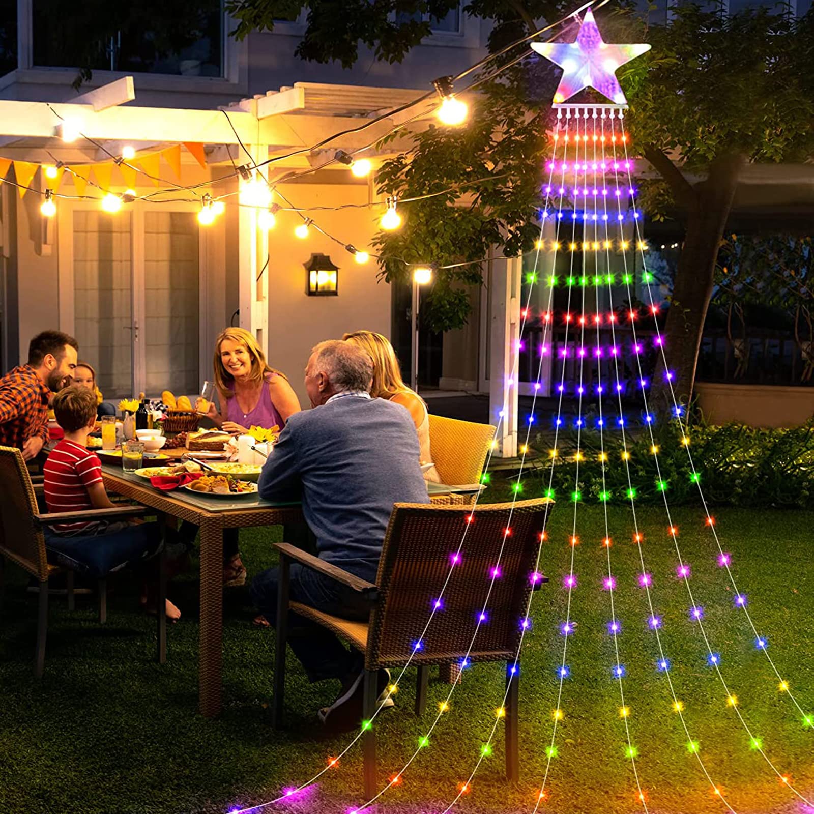 Outdoor Christmas Decorations Lights Christmas Tree Lights,12 ft High Christmas Yard Decorations Outdoor Waterfall Lights,with 8 Modes Control Outside Christmas Decor for Wedding Party Holiday
