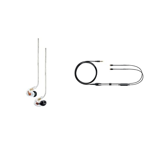 Shure SE425-CL Over Ear Professional Sound Isolating Earbuds, Clear Detachable Universal Communication Cable for Detachable Se Sound Isolating Earphones, Black