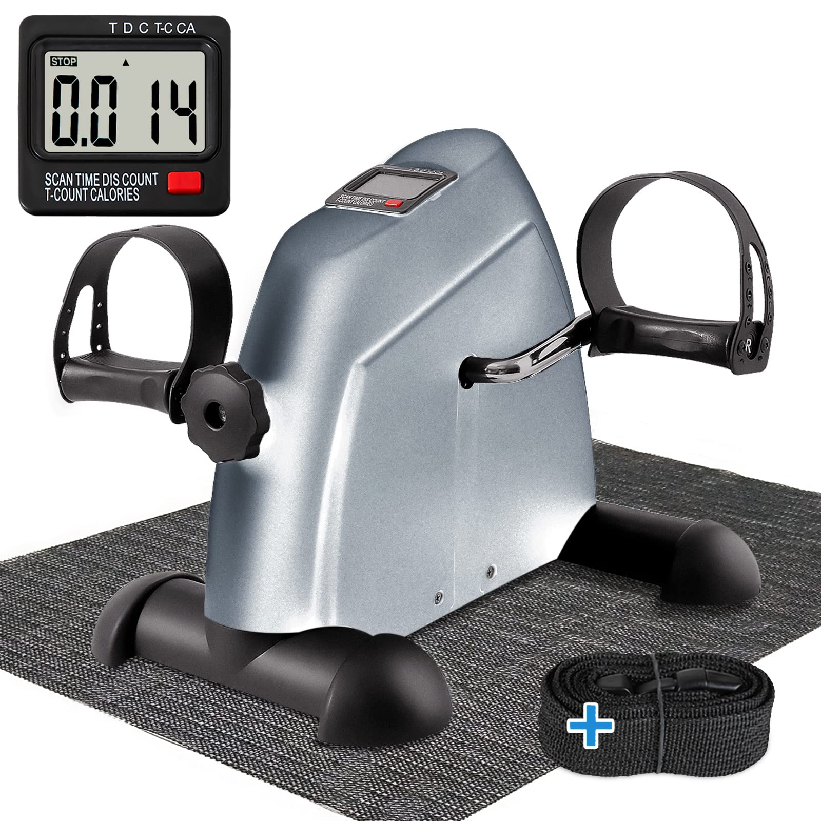 TABEKE Pedal Exerciser Under Desk Bike - Folding Pedal Exerciser for Arm/Leg Workout, Portable Desk Bike Peddler Exerciser with LCD Display