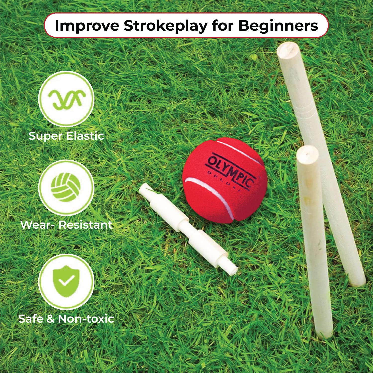 SPORTAXIS Olympic Cricket Tennis Balls - Hard Tennis β All Courts, Durable, Training Balls for Lessons, Practice, Beginners - Red Color - Pack of 3
