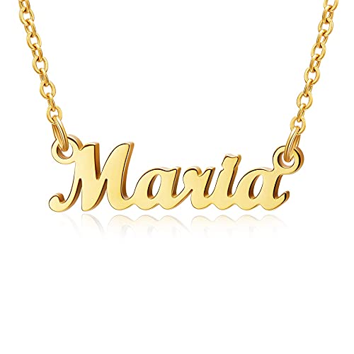 SANNYRA Mia Name Necklace Personalized 18K Real Gold Plated Customized Nameplate Necklace Jewelry Gifts for Women