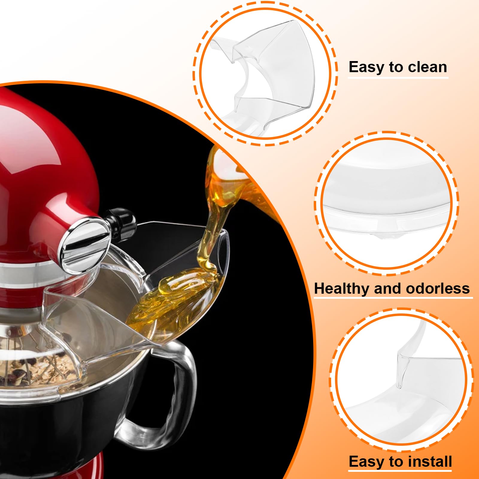 UPGRADED KN1PS Pouring Shield with Snap for W10616906 Mixer Bowl or Brushed Stainless Steel Tilt Head Stand Mixer Bowl, Replace W11312468 W11298367 WPW10616906