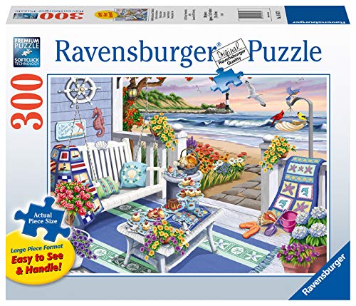 Ravensburger Cozy Series: Seaside Sunshine 300 Piece Large Format Jigsaw Puzzle for Adults - Every Piece is Unique, Softclick Technology Means Pieces Fit Together Perfectly