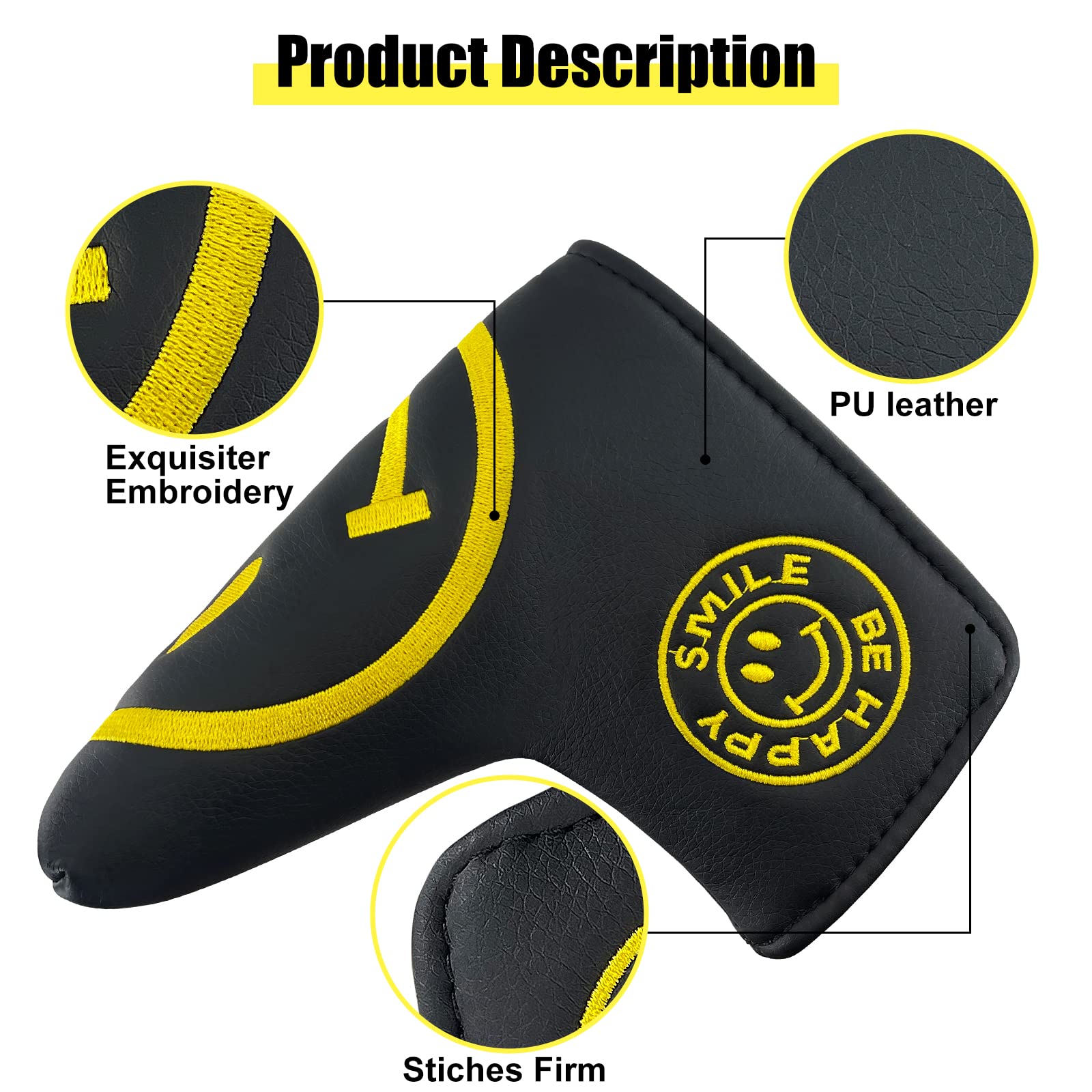yamato Golf Putter Cover Blade Golf Headcover for Putter Club Head Cover Golf Club Protector (02)