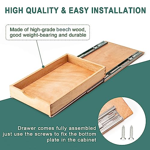 SITOO Pull Out Drawers for Kitchen Cabinets, Pull Out Cabinet Organizer, Fully Assembled Wood Cabinet Pull Out Drawer, Fast and Easy DIY Installation, 14”W x 21”D