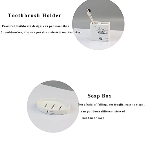 Soap Dispenser Ceramic Bathroom Accessories Set for 6 Bath Sets for Bathroom Hotel Restroom Includes Lotion Soap Dispenser Tumbler Toothbrush Holder Soap Dish and Tray Bathroom Soap Dispenser