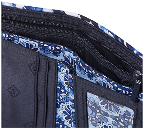 Vera Bradley Women's Cotton Riley Compact Wallet With RFID Protection, Ikat Island, One Size