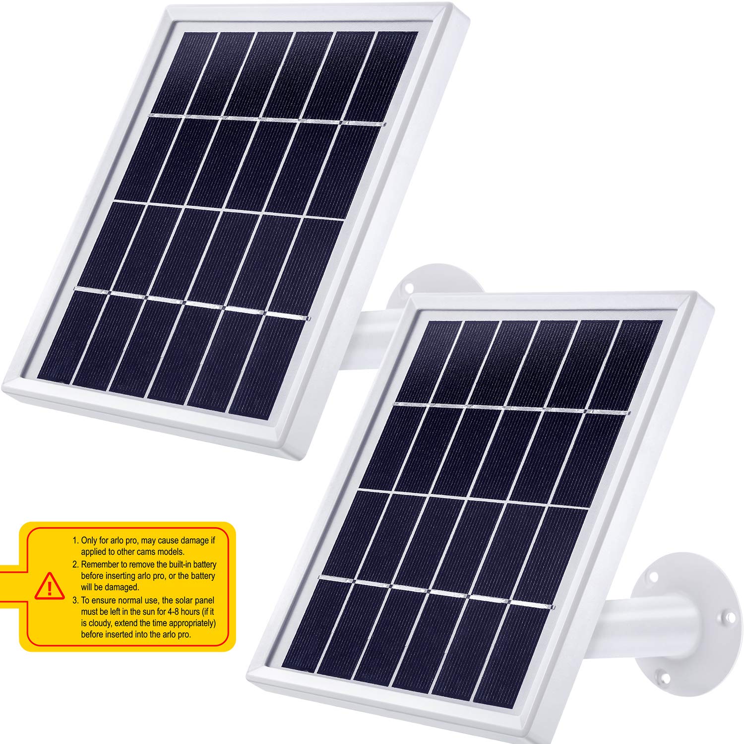 Solar Panel Only Compatible with Arlo Pro, Waterproof Arlo Accessory to Power Outdoor Security Camera Continuously with Adjustable Mount Bracket, 12 Feet/ 3.6 m Cable (2 Pack)