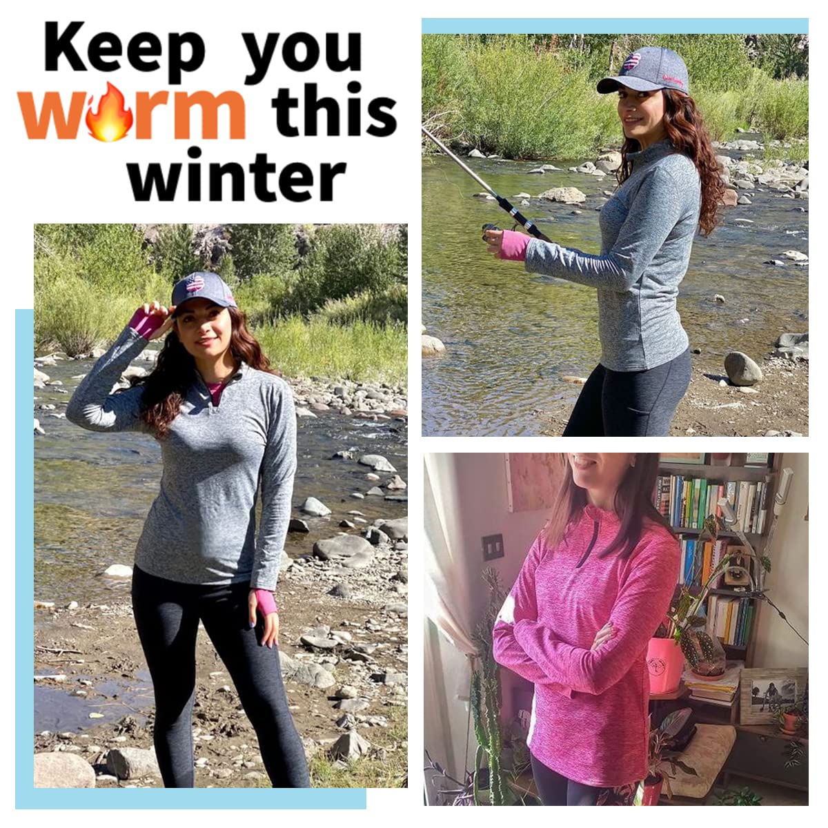 WOWENY Women Fleece Running Shirt Thermal Long Sleeve Quarter Zip Pullover for Womens Sport Athetic Tops Light Grey