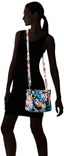 Vera Bradley Women's Cotton Mini Multi-compartment Crossbody Purse, Happy Blooms, One Size