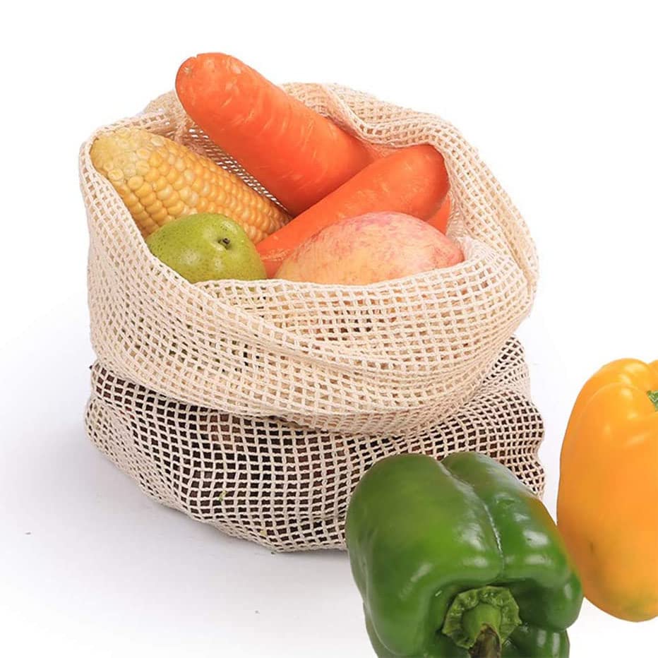 Reusable Mesh Shopping Bag, Supermarket Eco-Friendly Cotton Bag Pump Or Drawstring Bag of Vegetables, 10 Storage Bags,43CM
