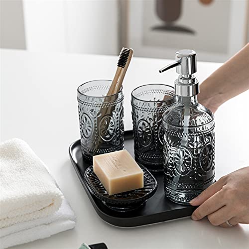 Soap Dispenser Glass 5-Piece Soap Dispenser Set, Modern Kitchen Bathroom Hotel Accessories, with Tray, for Bathroom Kitchen Home Bathroom Soap Dispenser