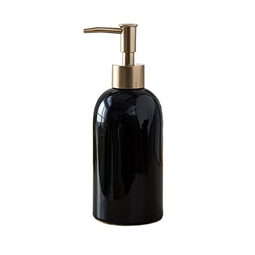 Soap Dispenser 420ML Ceramic Soap Dispenser Press Pump Bottle Bathroom Shower Gel Dispenser Hotel Restaurant Household Empty Press Pump Bottles (Color : Black)
