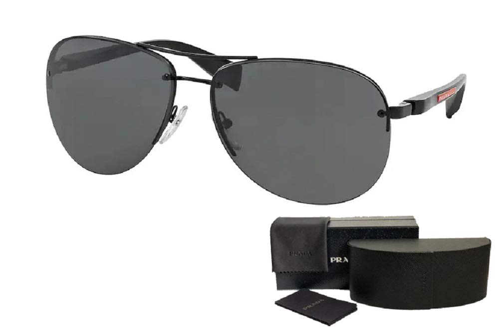 Prada PS56MS 1BO1A1 62M Black Demi Shiny/Grey Pilot Sunglasses For Men For Women+ BUNDLE With Designer iWear Eyewear Kit