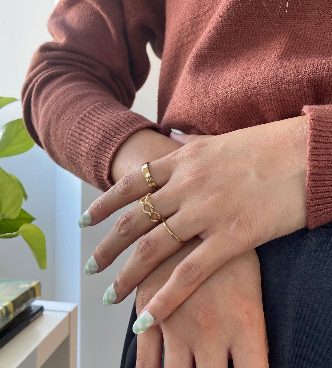 Pearich 14K Gold Filled Stacking Rings Band Rings for Women Thin Gold Ring Plain Statement Ring Comfort Fit Size 8