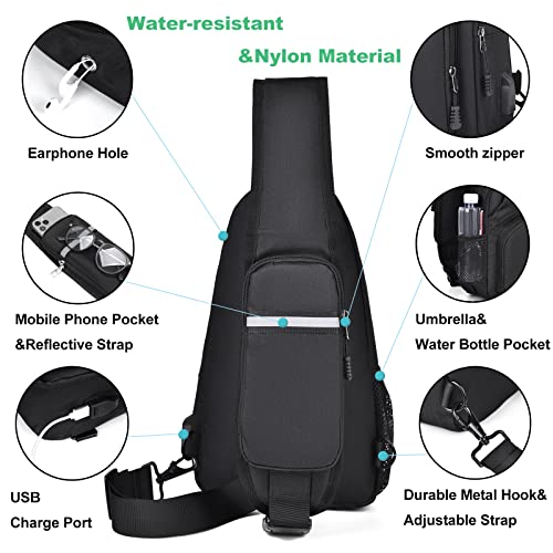 Sling Bag Sling Backpack Crossbody Bag for Women Men Chest Shoulder Bag Travel Hiking Daypack (Purple)