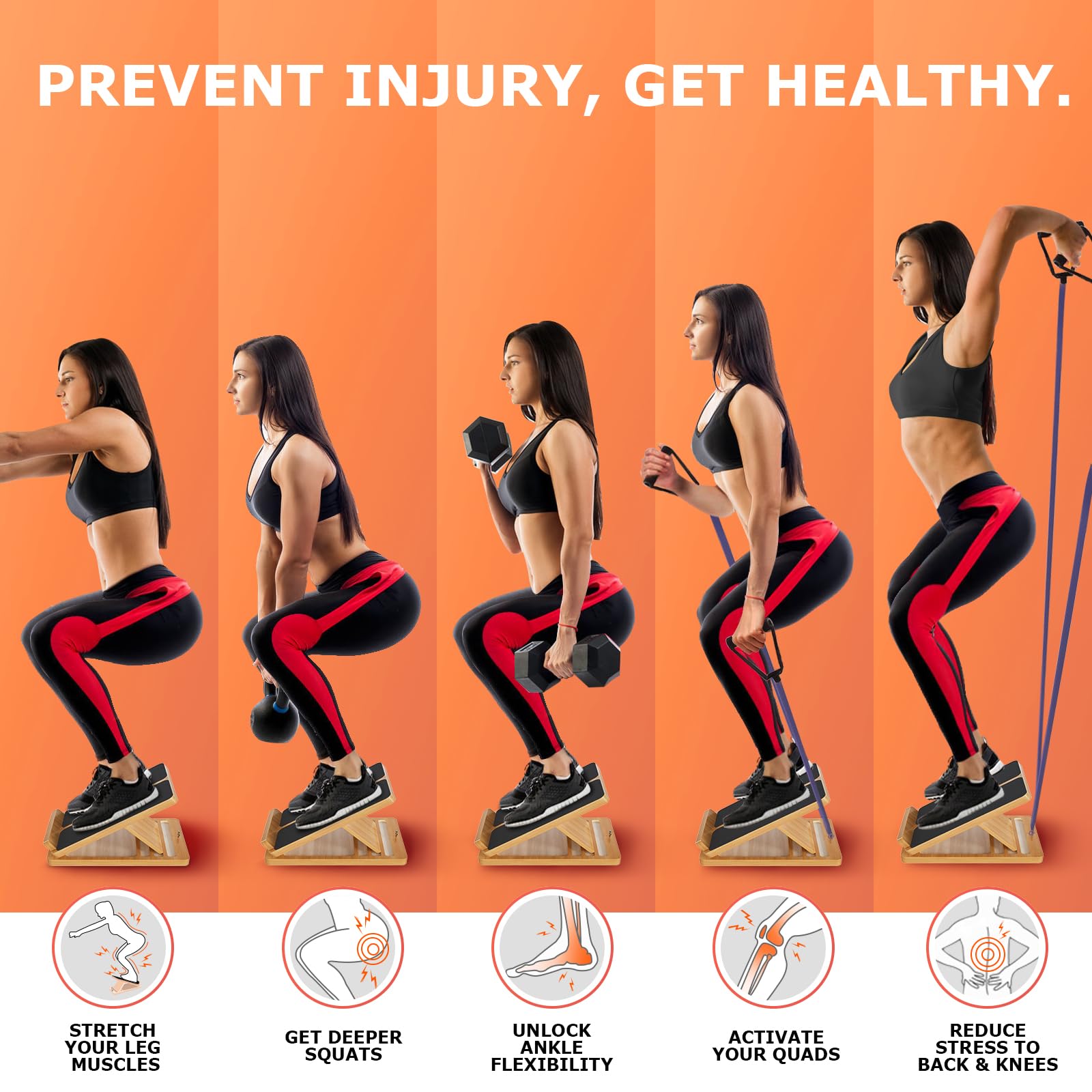 Professional Slant Board, Calf Stretcher Slant Boards, Adjustable Wooden Incline Board for Squats, Calf, Ankle, and Foot Stretching
