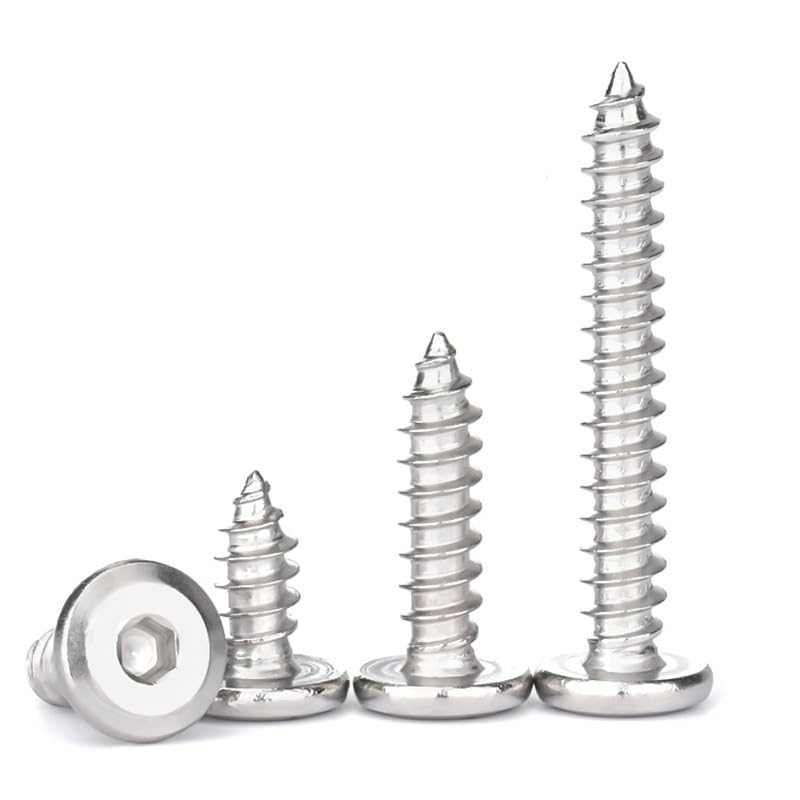 RAKTDA Hexagon Socket Screws 10pcs 304 Stainless Steel Hexagon Socket self-Tapping Screws Round Head Screws Flat Head self-Tapping Screws (Size : M5*12)