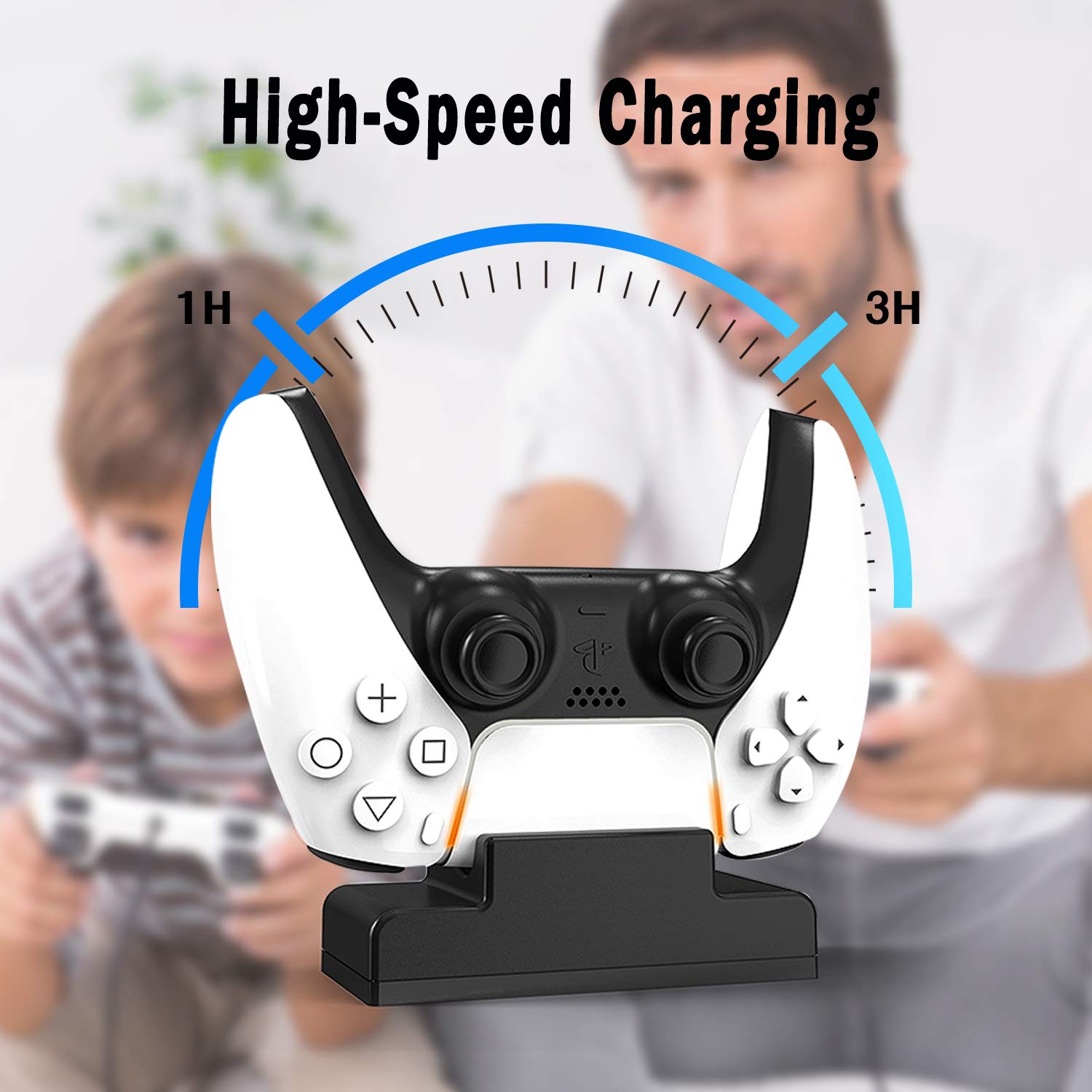 PS5 Controller Charger, Charging Station Compatible with PS5 Single Controller USB Fast Charging Station Dock for Sony Playstation5 / PS5 Controller