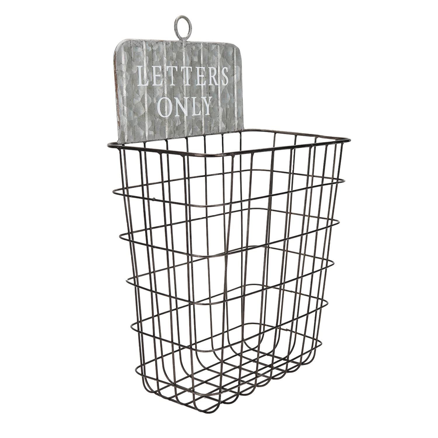 NIKKY HOME Mail Organizer Wall Mount, Farmhouse Rustic Mail Holder Hanging Metal Mesh Basket Organization for Letter Envelope Document Paper, Black