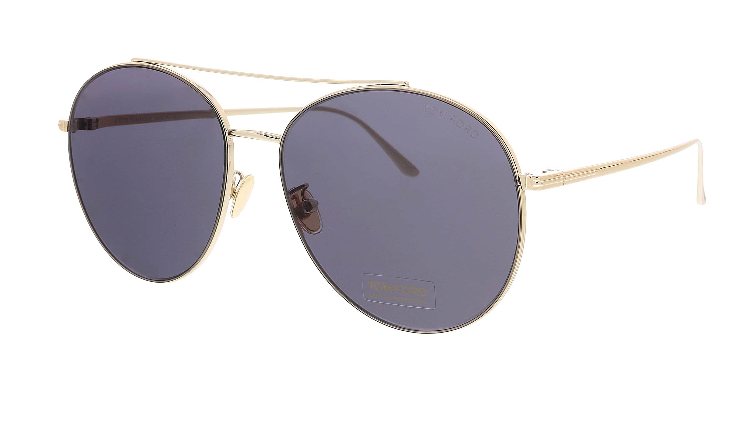Tom Ford FT0757-D 28A Cleo Shiny Rose Gold Brow Bar Round Sunglasses for womens