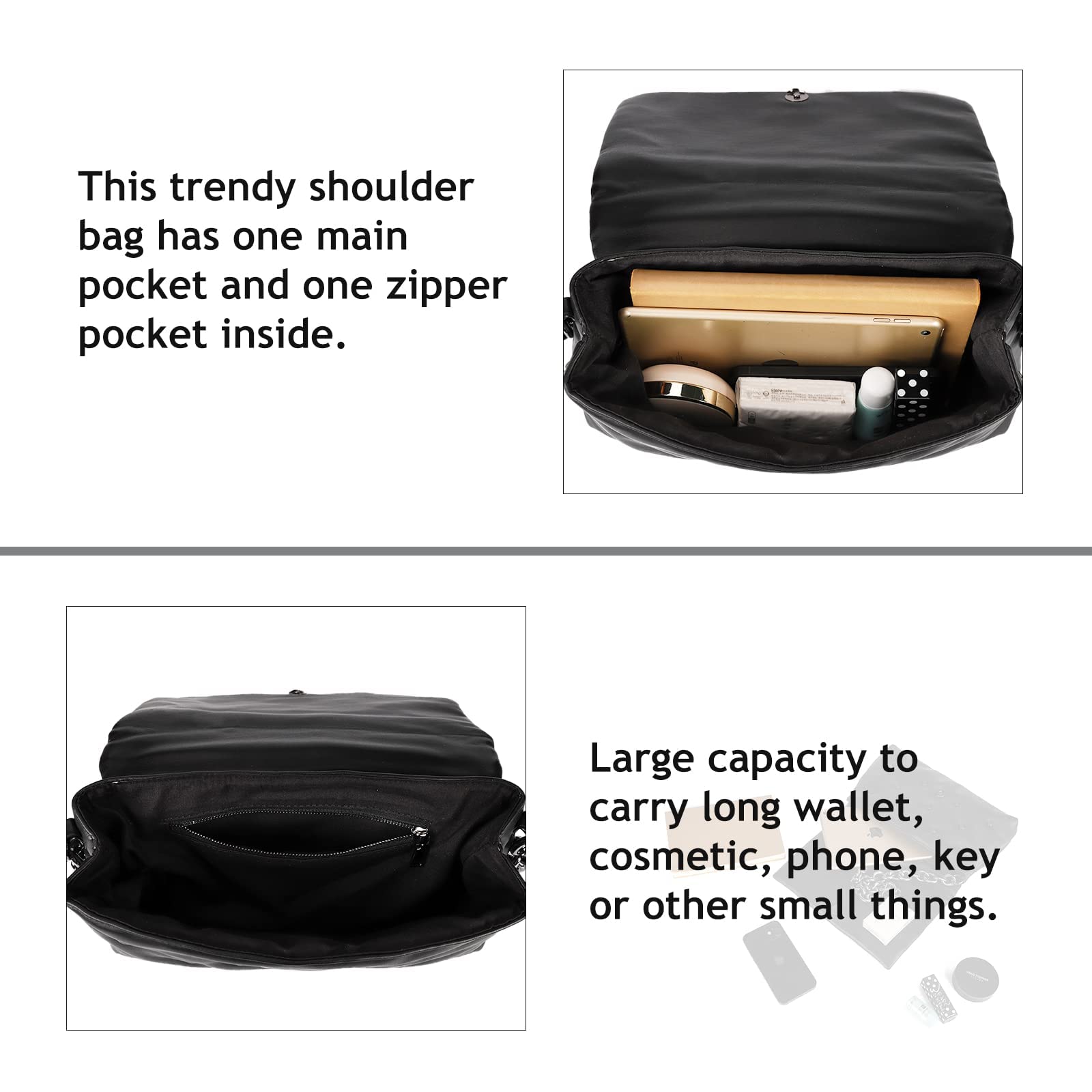 Women's Shoulder Handbags Designer Tote Bags and Purses with Chain Strap