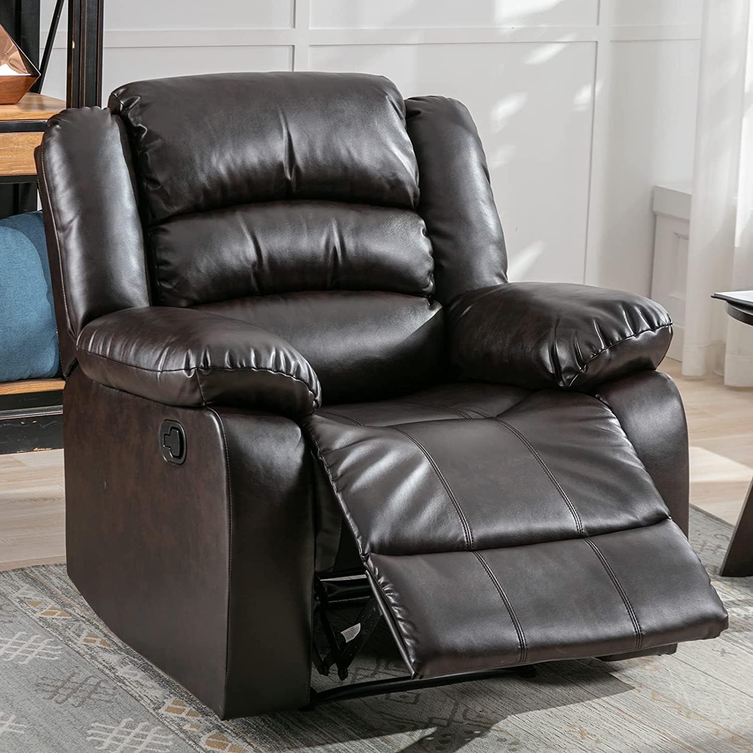 Phoenix Home PU Leather Manual Chair Recliner, Brown