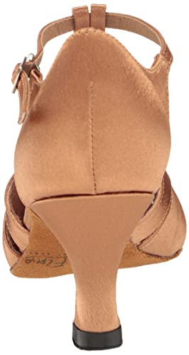 Very Fine Womens Dance Shoe Gabriella Bachata Swing Salsa Latin Ballroom Brown Satin 2.5" Heel 4.5 US