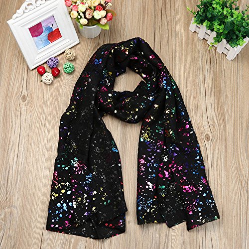 Womens Winter Scarves Scarf Long Print Shawl Stole Scarves Bronzing Wrap Pashmina Women's Christmas (Black, One Size)